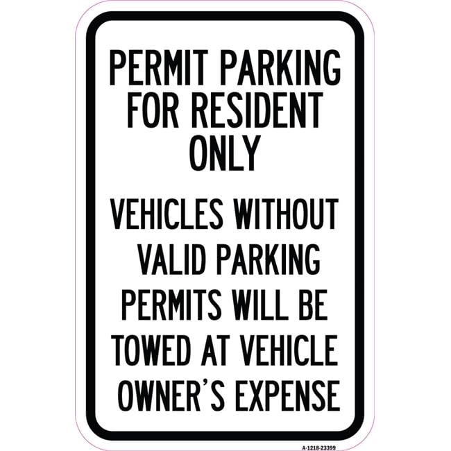 12 x 18 in. Aluminum Sign - Parking Permit Sign Permit Parking for ...