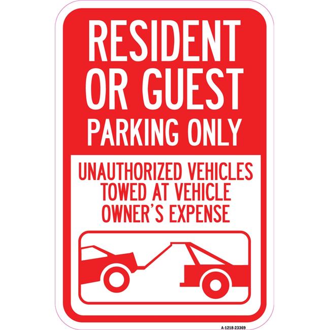 12 x 18 in. Aluminum Sign - Parking Restriction Sign Resident or Guest ...