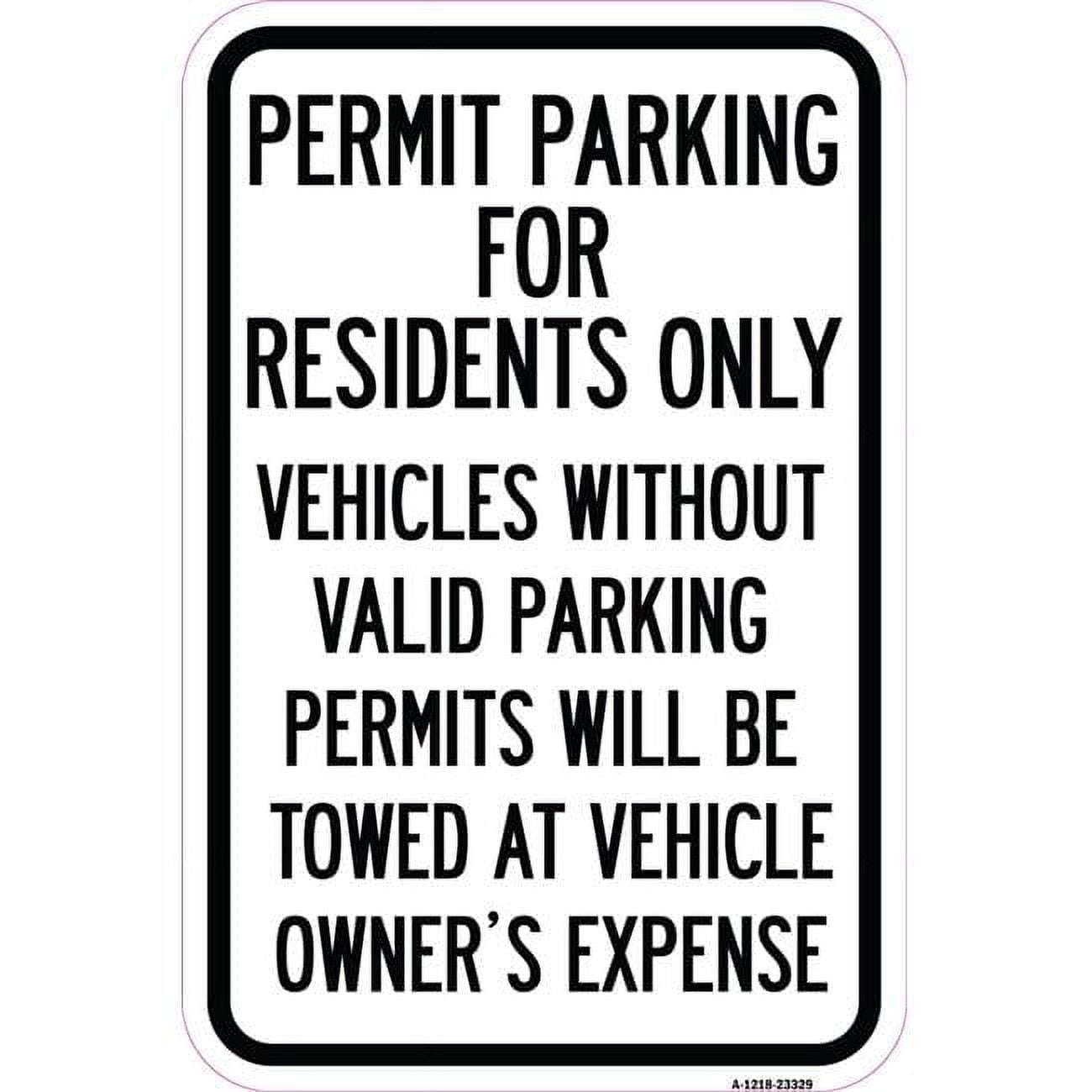 12 x 18 in. Aluminum Sign - Permit Parking for Residents Only Vehicles ...