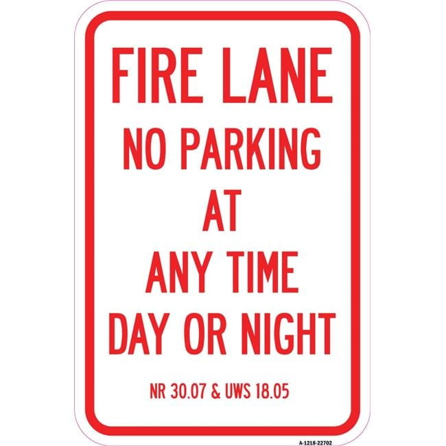 12 x 18 in. Aluminum Sign - Wisconsin Fire Lane No Parking At Anytime ...