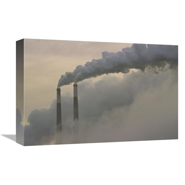 12 x 18 in. Gas Effluence Pouring Out of Smoke Stacks at Nuclear Power ...