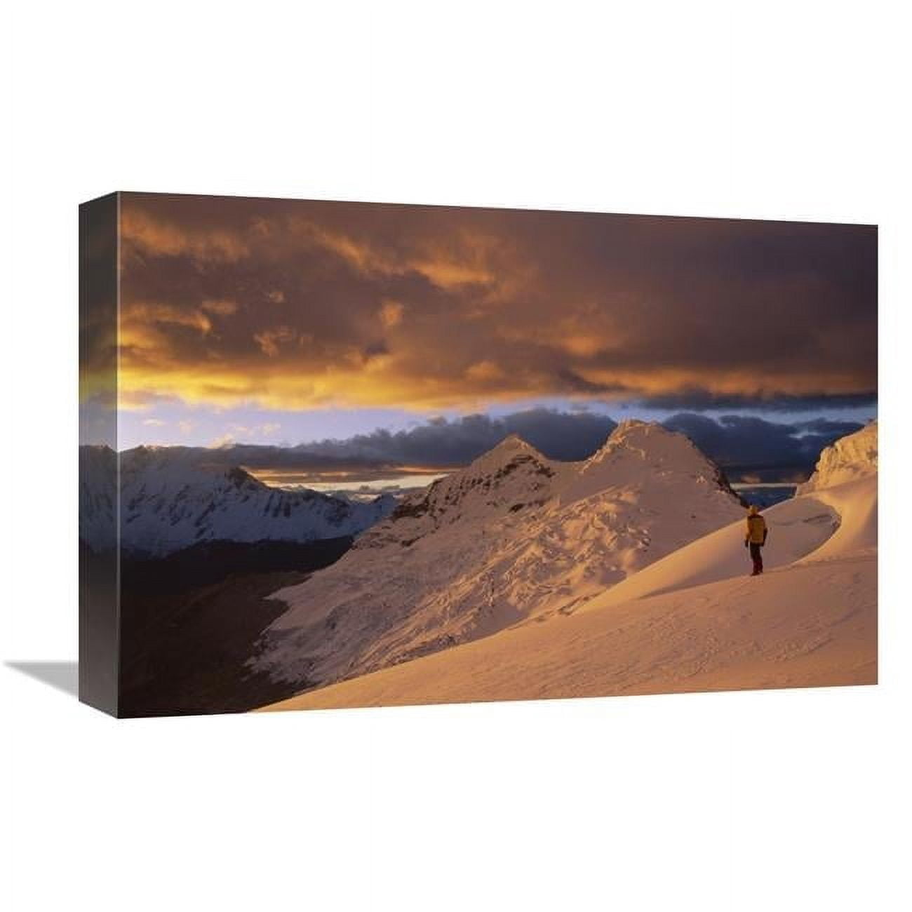 12 x 18 in. Hiker At Sunset on Chinchey Massif, Cordillera Blanca, Peru ...