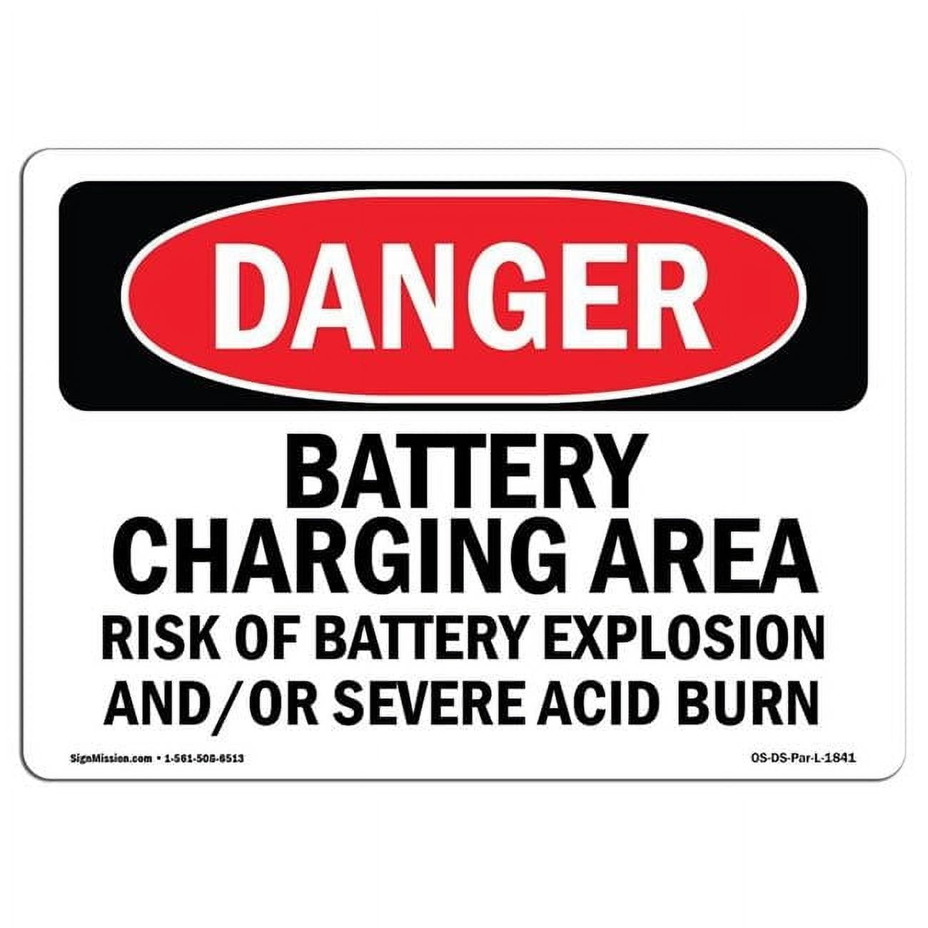 12 x 18 in. OSHA Danger Sign - Battery Charging Area Risks - Walmart.com