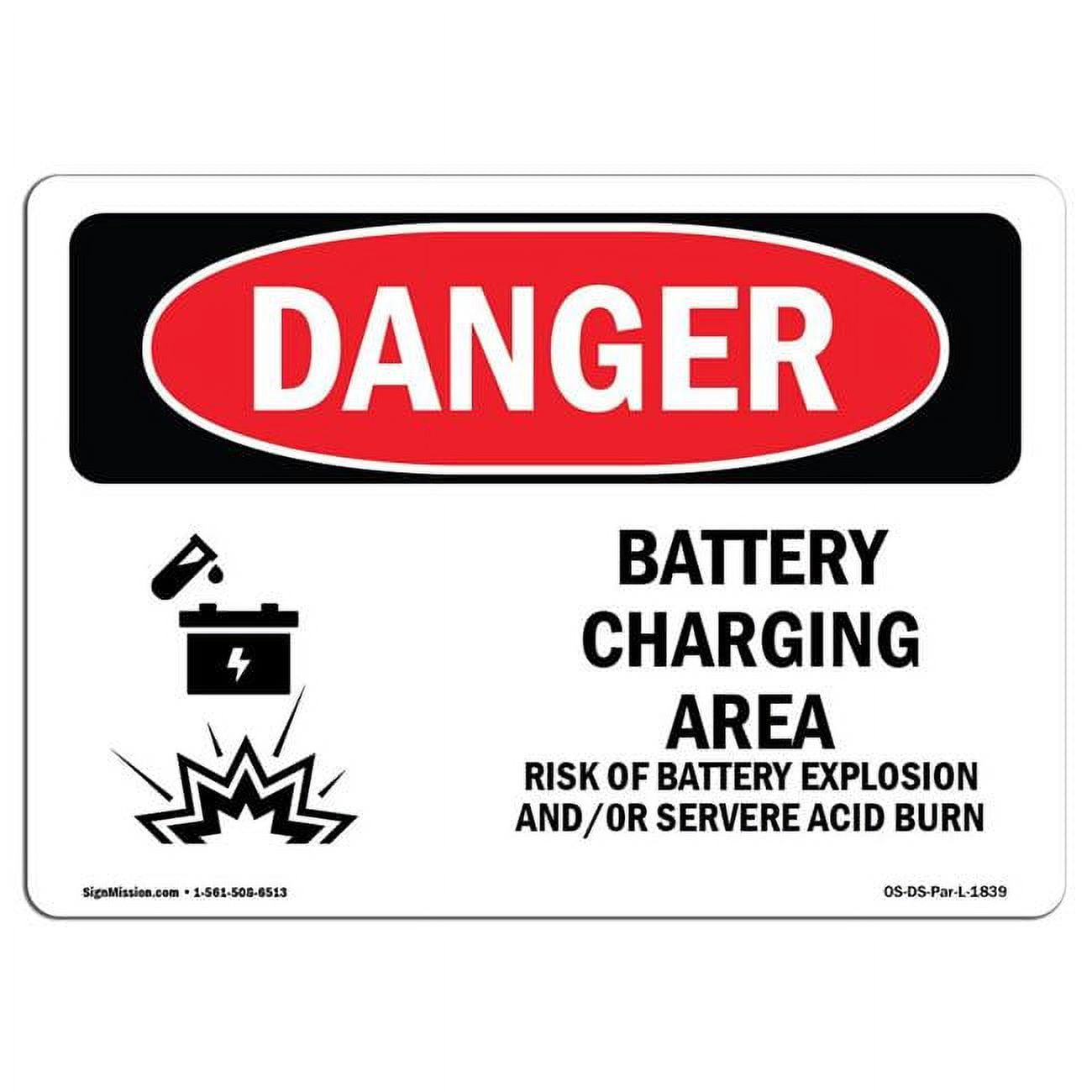 12 x 18 in. OSHA Danger Sign - Battery Charging Area Risks - Walmart.com