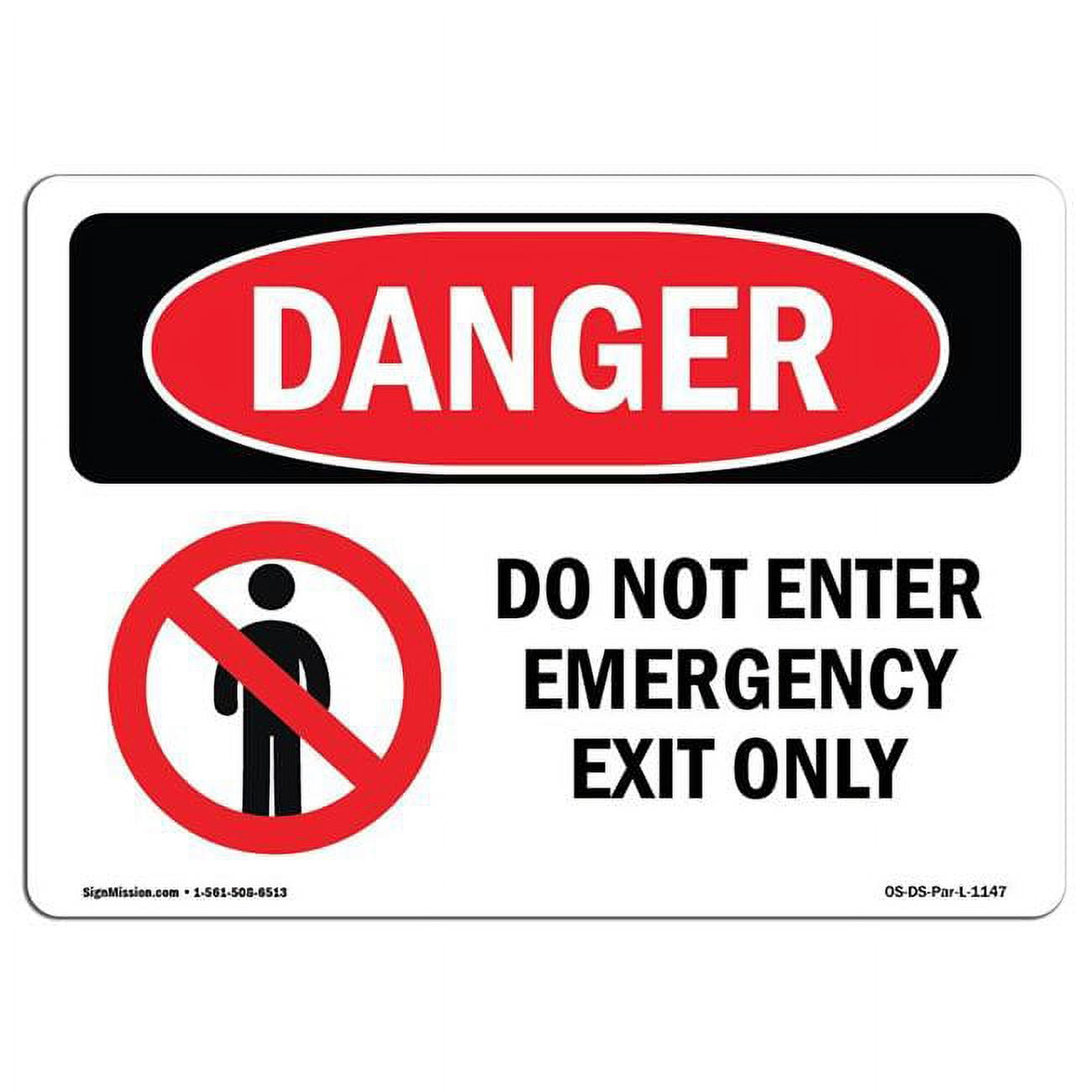12 x 18 in. OSHA Danger Sign - Do Not Enter Emergency Exit Only ...
