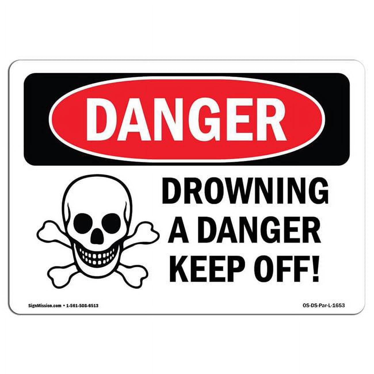 12 x 18 in. OSHA Danger Sign - Drowning Danger Keep Off - Walmart.com
