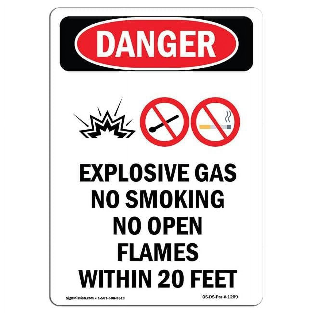 12 x 18 in. OSHA Danger Sign - Explosive Gas No Smoking - Walmart.com