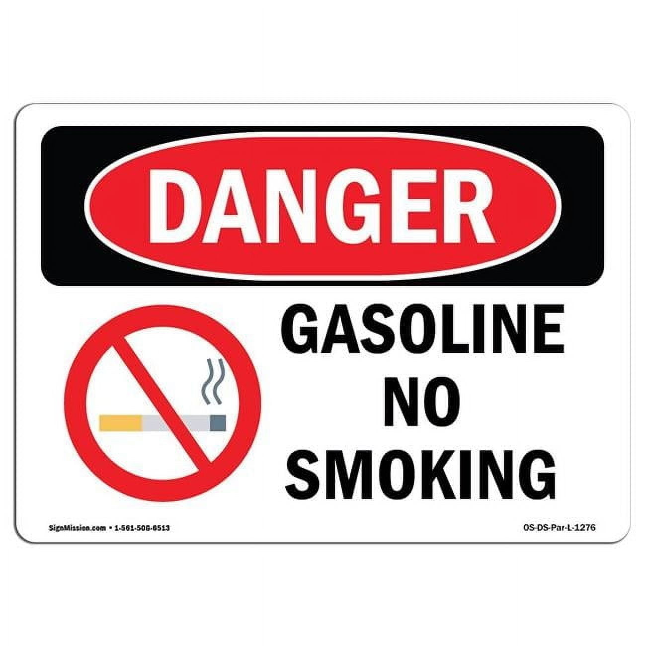 12 x 18 in. OSHA Danger Sign - Gasoline No Smoking - Walmart.com