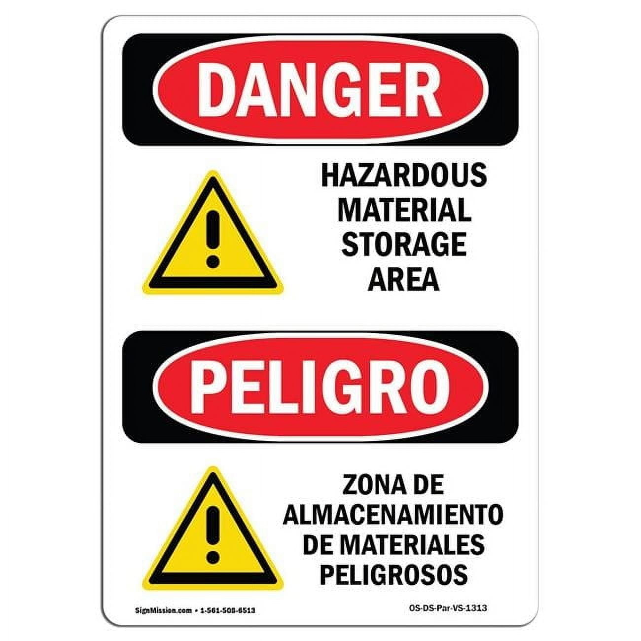12 x 18 in. OSHA Danger Sign - Hazardous Material Storage Area ...