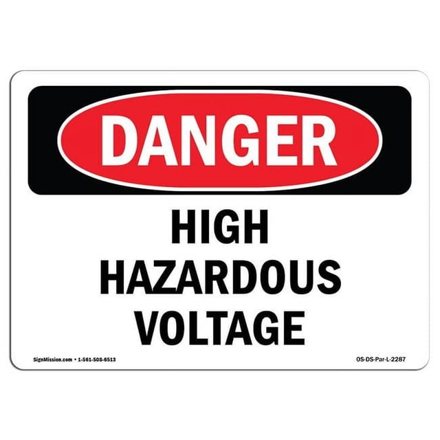 12 x 18 in. OSHA Danger Sign - High Hazardous Voltage - Walmart.com