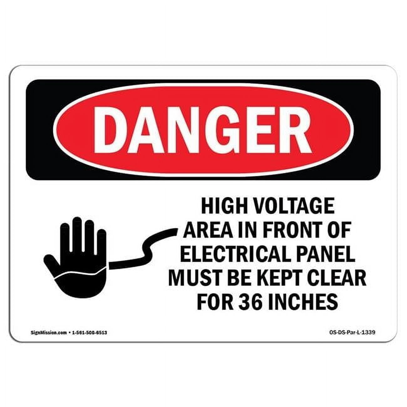 12 x 18 in. OSHA Danger Sign - High Voltage Area Electrical Panel 36 in ...