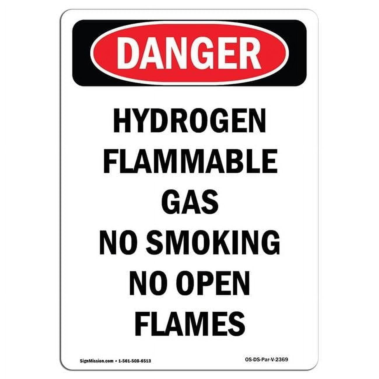12 x 18 in. OSHA Danger Sign - Hydrogen Flammable Gas No Smoking ...