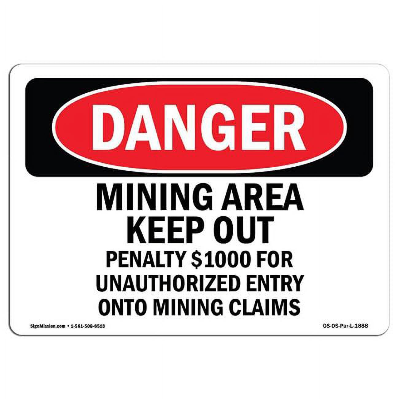 12 x 18 in. OSHA Danger Sign - Mining Area Keep Out - Walmart.com