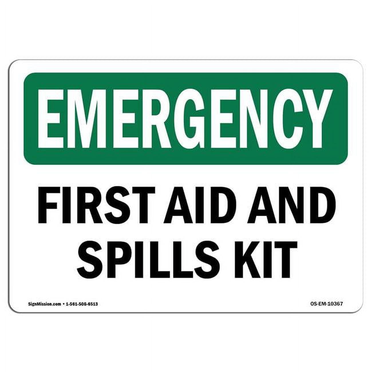 12 x 18 in. OSHA Emergency Sign - First Aid & Spills Kit - Walmart.com