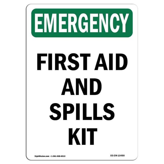 12 x 18 in. OSHA Emergency Sign - First Aid & Spills Kit - Walmart.com