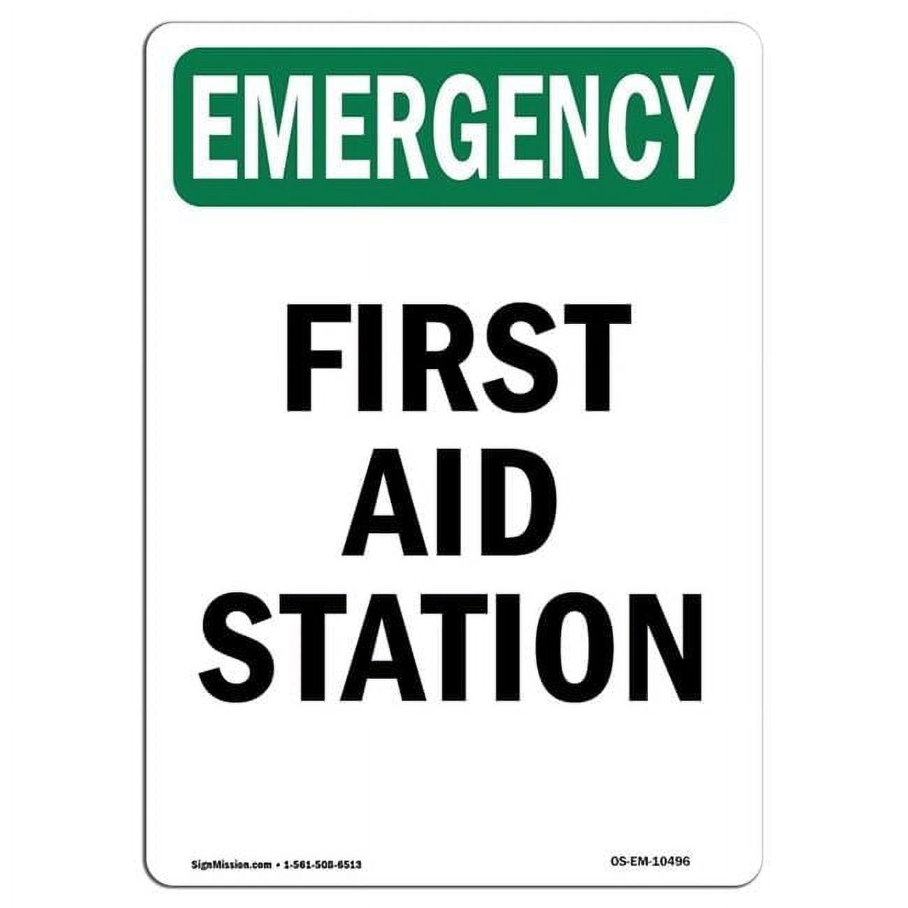 12 x 18 in. OSHA Emergency Sign - First Aid Station - Walmart.com