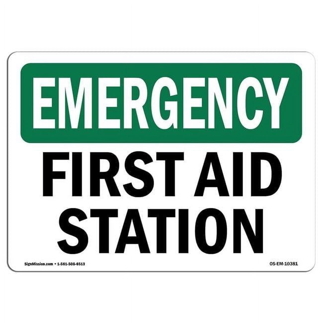 12 x 18 in. OSHA Emergency Sign - First Aid Station - Walmart.com