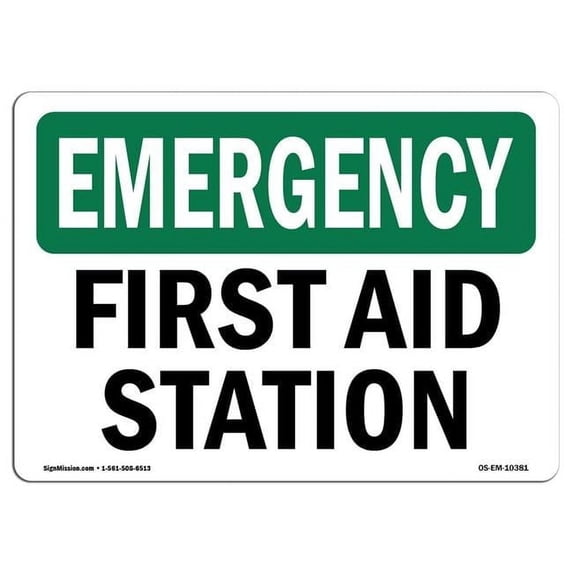 12 x 18 in. OSHA Emergency Sign - First Aid Station - Walmart.com