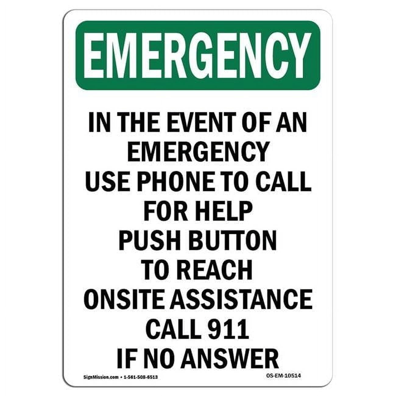 12 x 18 in. OSHA Emergency Sign - In the Event of An Use - Walmart.com