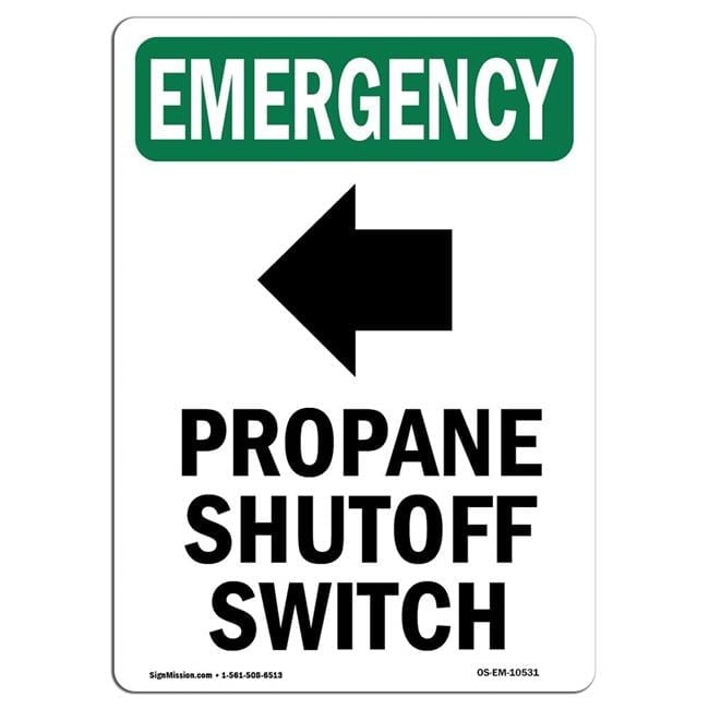 12 x 18 in. OSHA Emergency Sign - Propane Shutoff Switch with Symbol ...