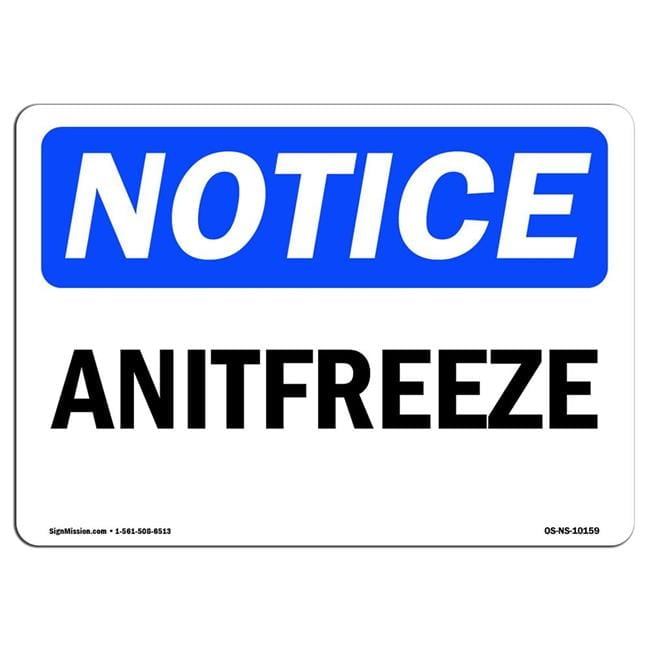 12 x 18 in. OSHA Notice Sign - Antifreeze - Walmart.com