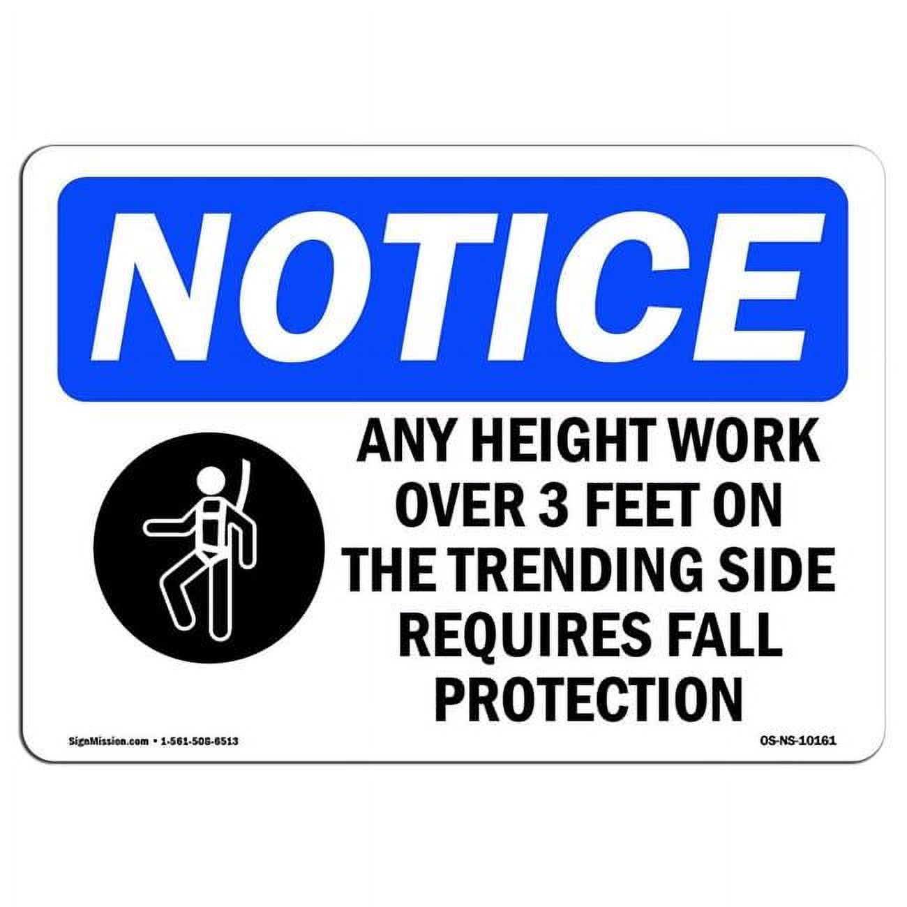 12 x 18 in. OSHA Notice Sign - Any Height Work Over 3 Feet - Walmart.com