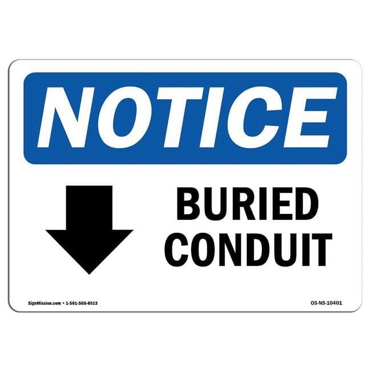 12 x 18 in. OSHA Notice Sign - Buried Conduit Down Arrow - Walmart.com