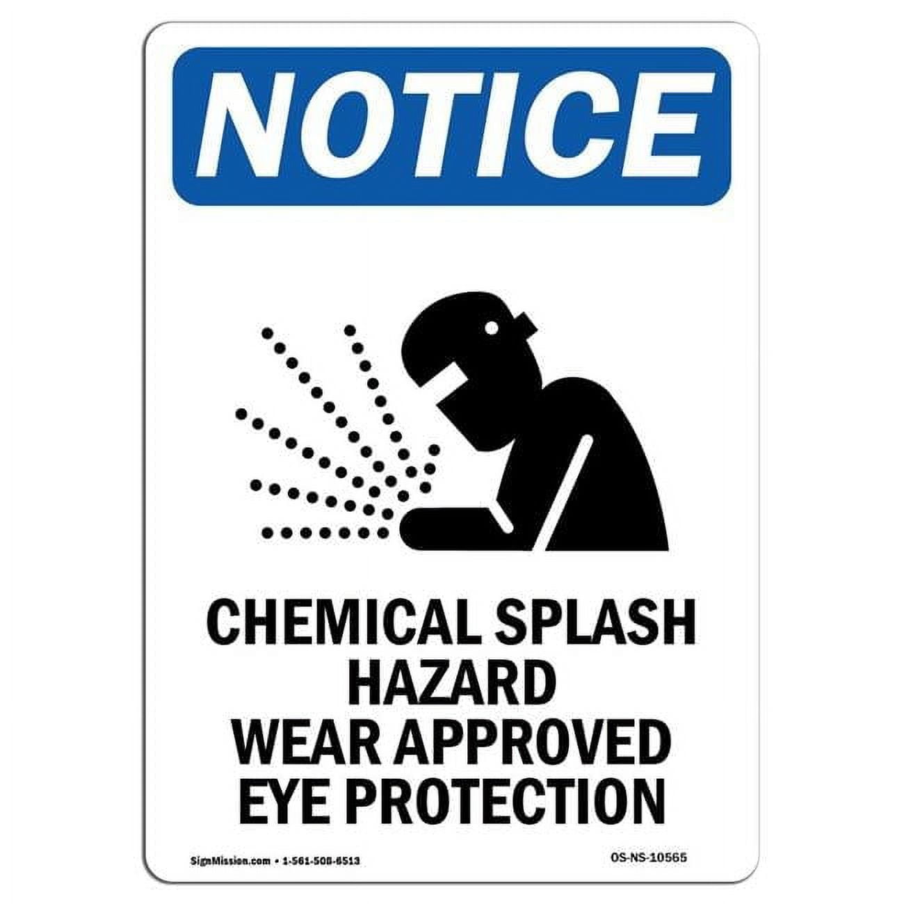 12 x 18 in. OSHA Notice Sign - Chemical Splash Hazard - Walmart.com