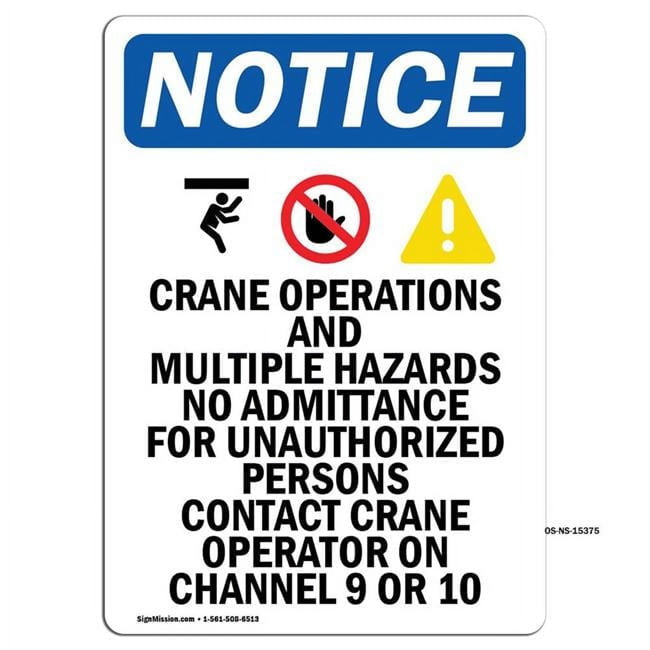 12 x 18 in. OSHA Notice Sign - Crane Operations - Walmart.com