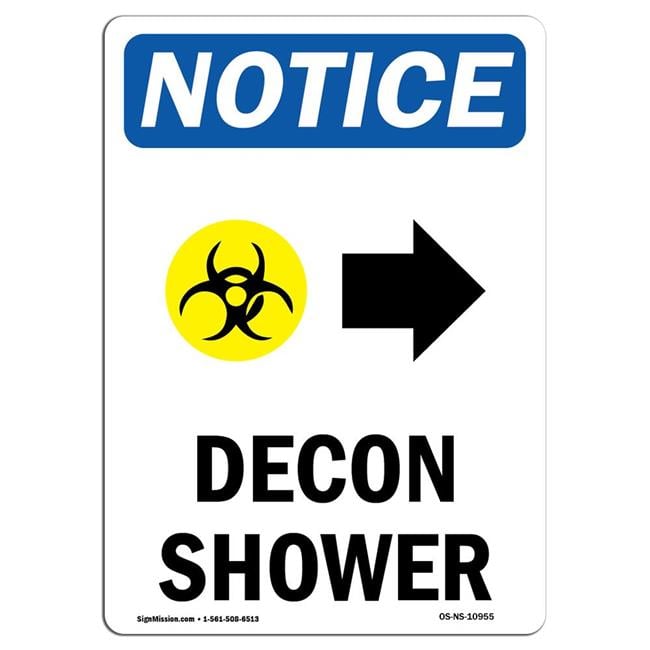 12 x 18 in. OSHA Notice Sign - Decon Shower Right Arrow - Walmart.com
