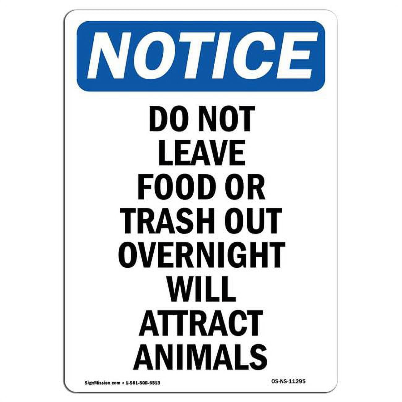 12 x 18 in. OSHA Notice Sign - Do Not Leave Food or Trash Out - Walmart.com