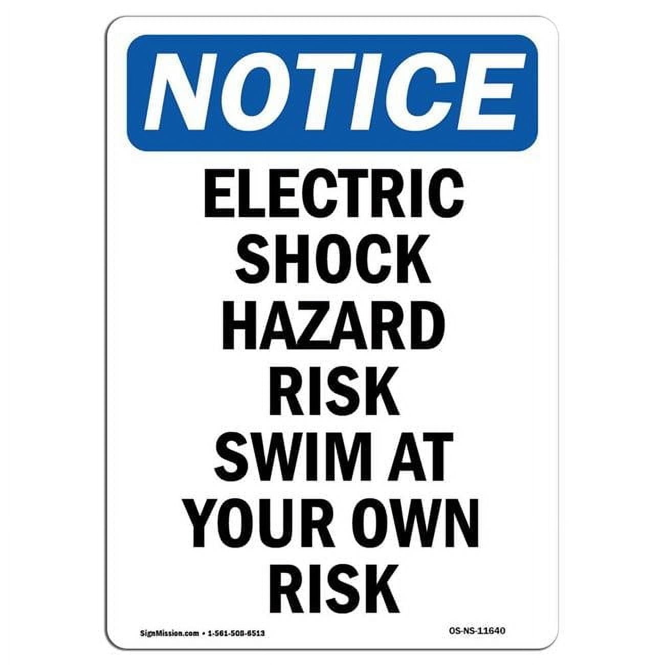 12 x 18 in. OSHA Notice Sign - Electric Shock Hazard Risk Swim ...