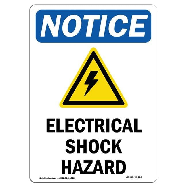 12 x 18 in. OSHA Notice Sign - Electrical Shock Hazard - Walmart.com
