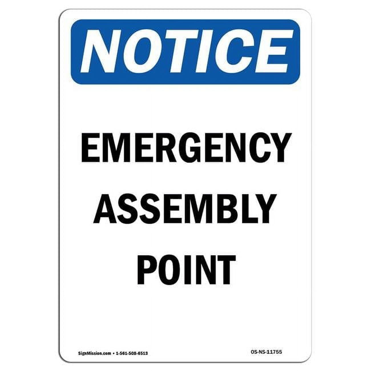 12 x 18 in. OSHA Notice Sign - Emergency Assembly Point - Walmart.com