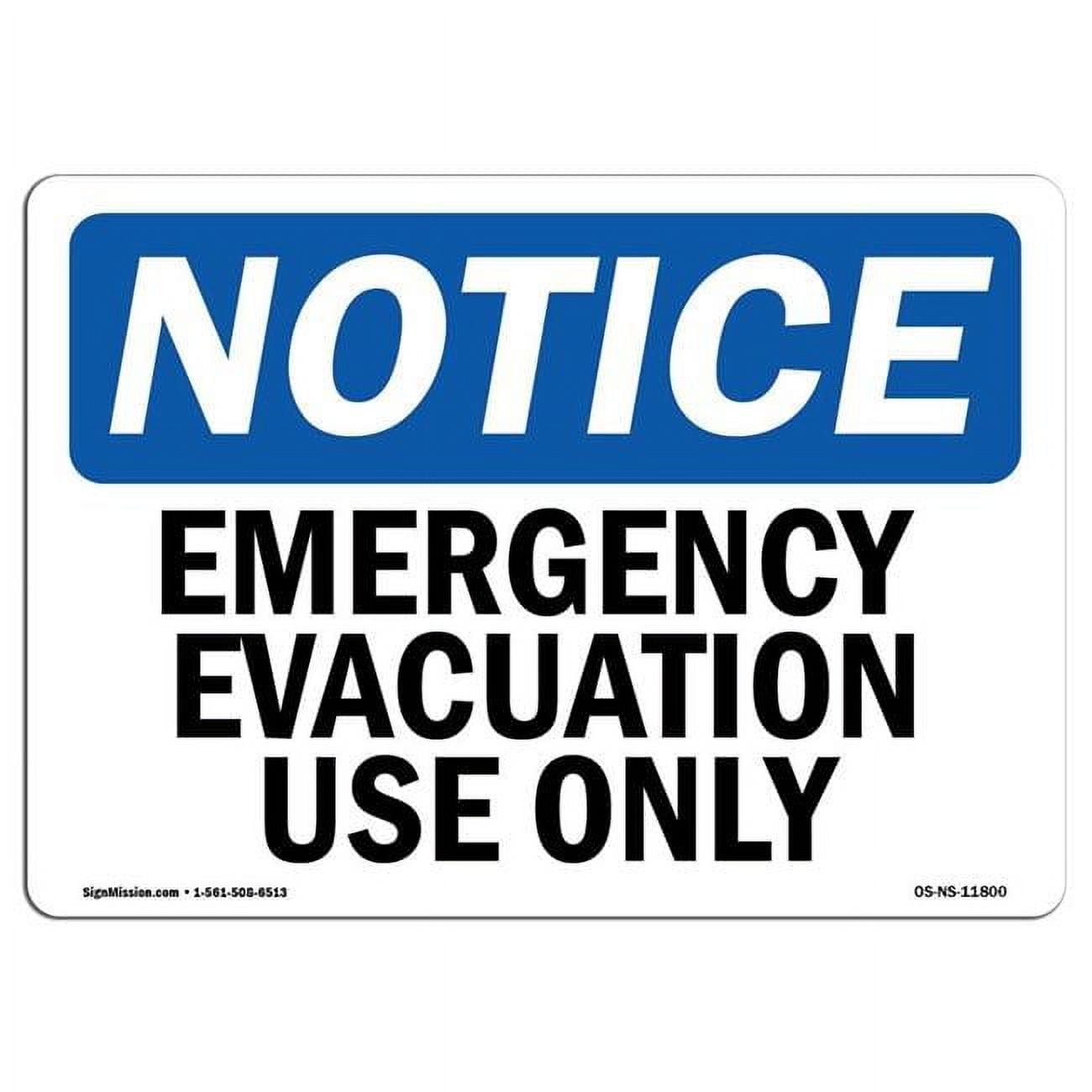 12 x 18 in. OSHA Notice Sign - Emergency Evacuation Use Only - Walmart.com