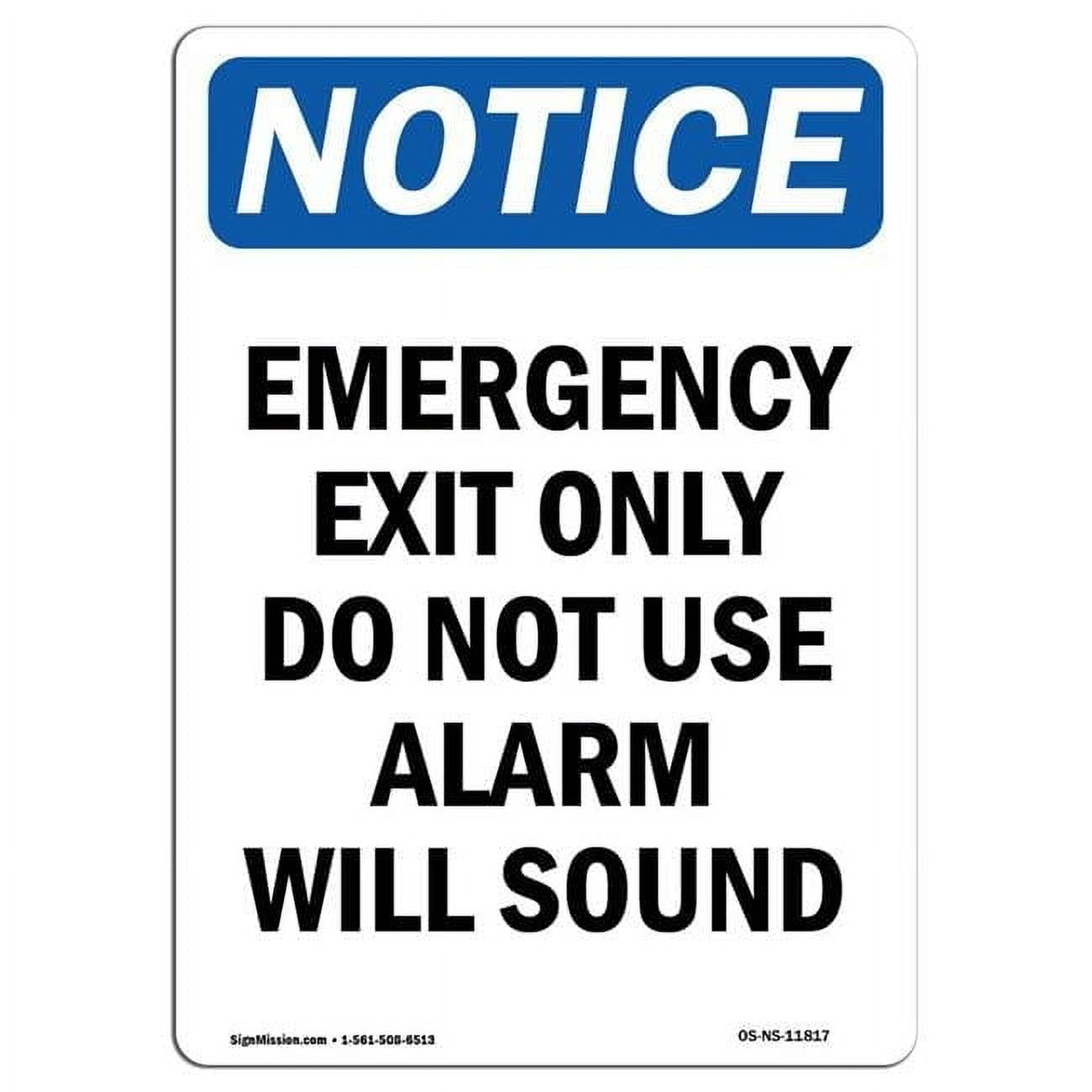 12 x 18 in. OSHA Notice Sign - Emergency Exit Only Do Not Use - Walmart.com