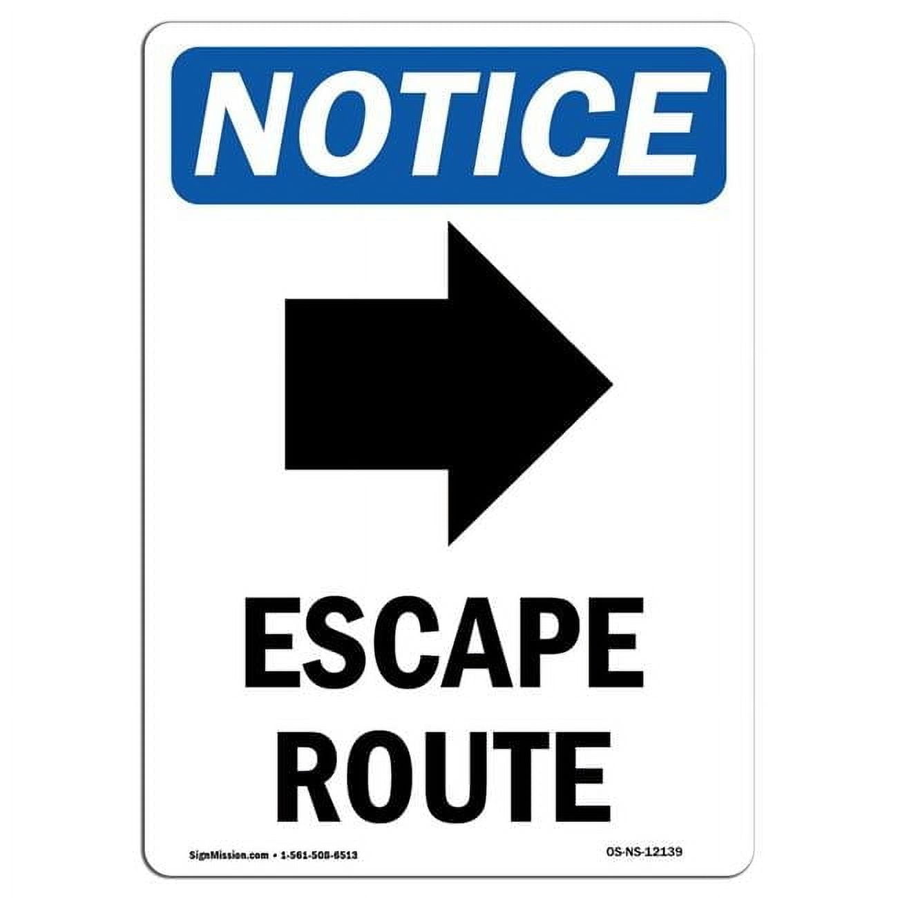 12 x 18 in. OSHA Notice Sign - Escape Route Right Arrow - Walmart.com