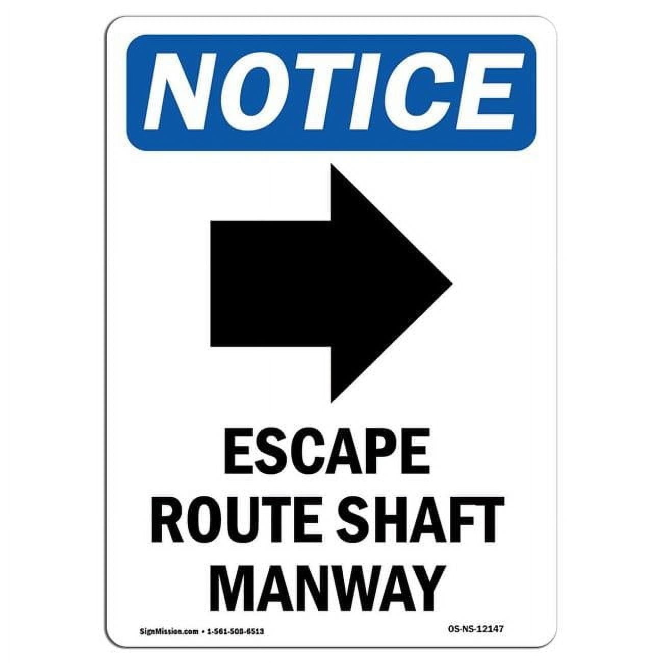 12 x 18 in. OSHA Notice Sign - Escape Route Shaft - Walmart.com