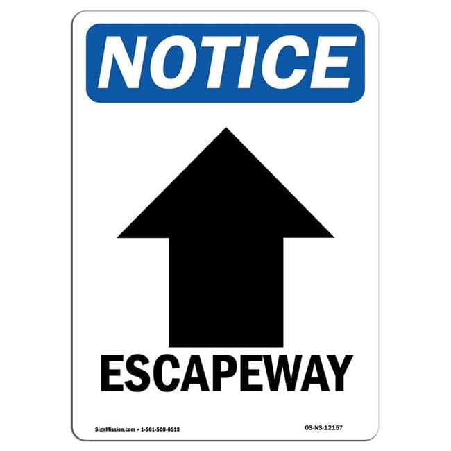 12 x 18 in. OSHA Notice Sign - Escapeway Up Arrow - Walmart.com