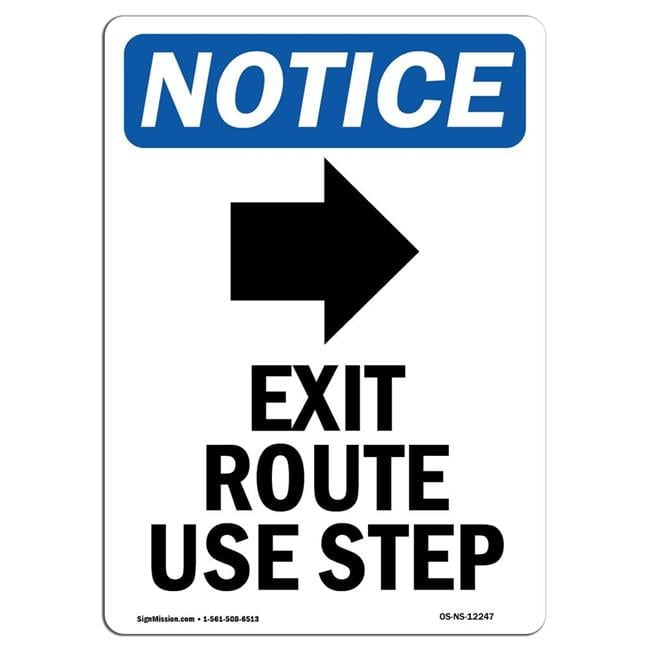 12 x 18 in. OSHA Notice Sign - Exit Route Use Step - Walmart.com