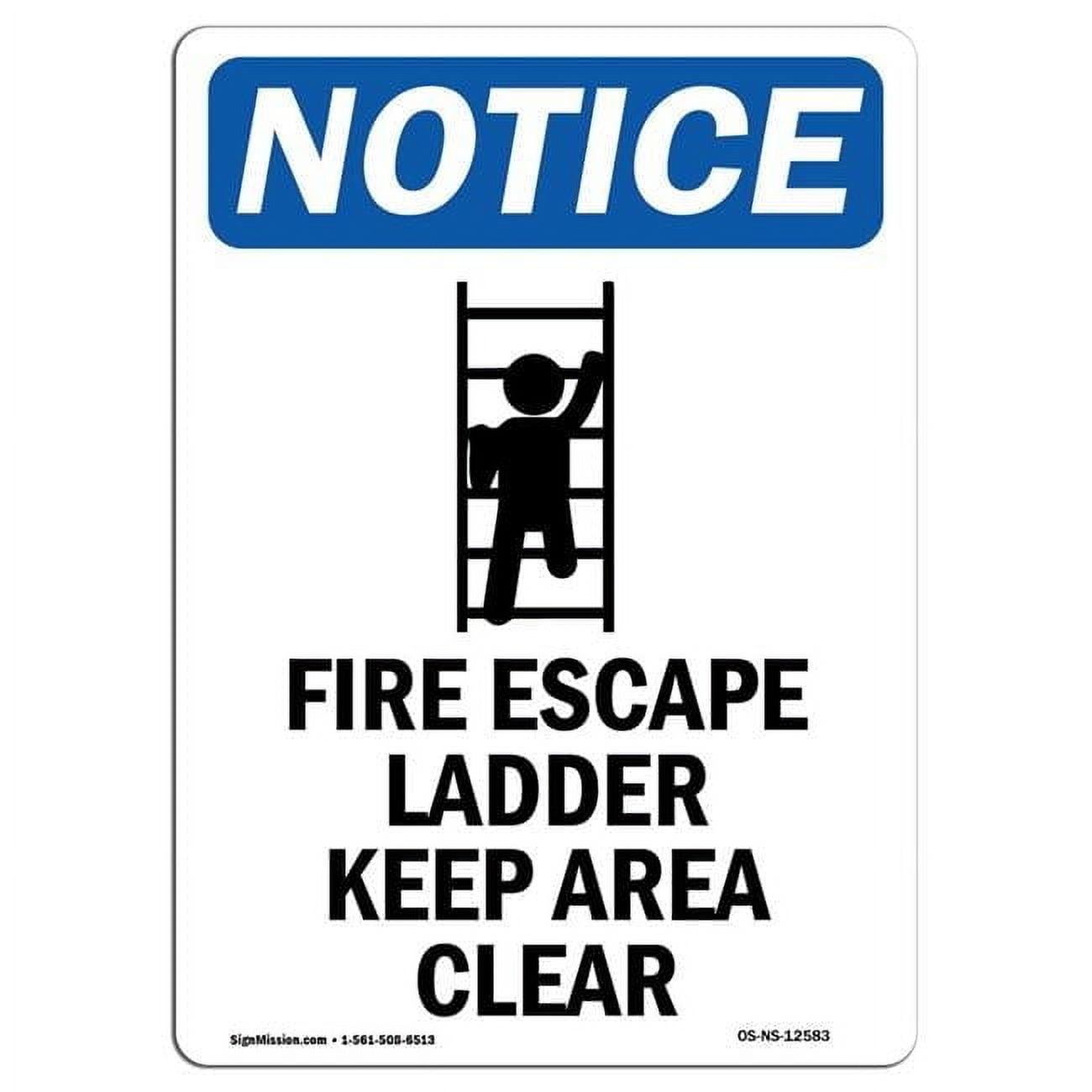 12 x 18 in. OSHA Notice Sign - Fire Escape Ladder - Walmart.com