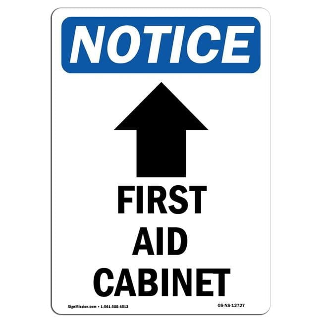 12 x 18 in. OSHA Notice Sign - First Aid Cabinet Up Arrow - Walmart.com