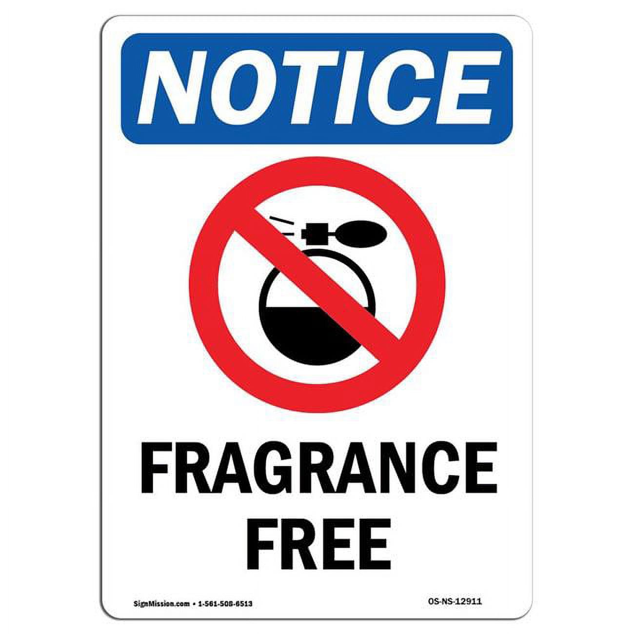 12 x 18 in. OSHA Notice Sign - Fragrance Free - Walmart.com