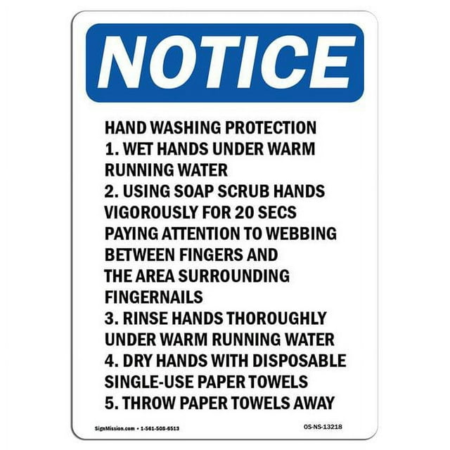 12 x 18 in. OSHA Notice Sign - Hand Washing Protection - Walmart.com