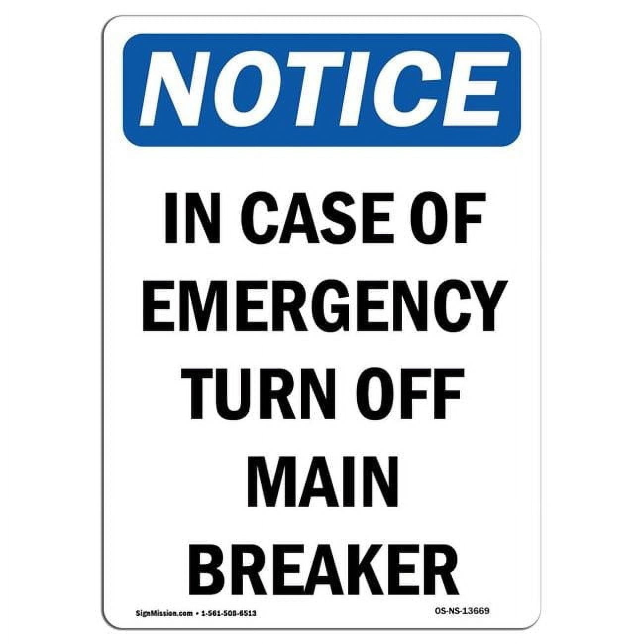 12 x 18 in. OSHA Notice Sign - In Case of Emergency Turn Off - Walmart.com