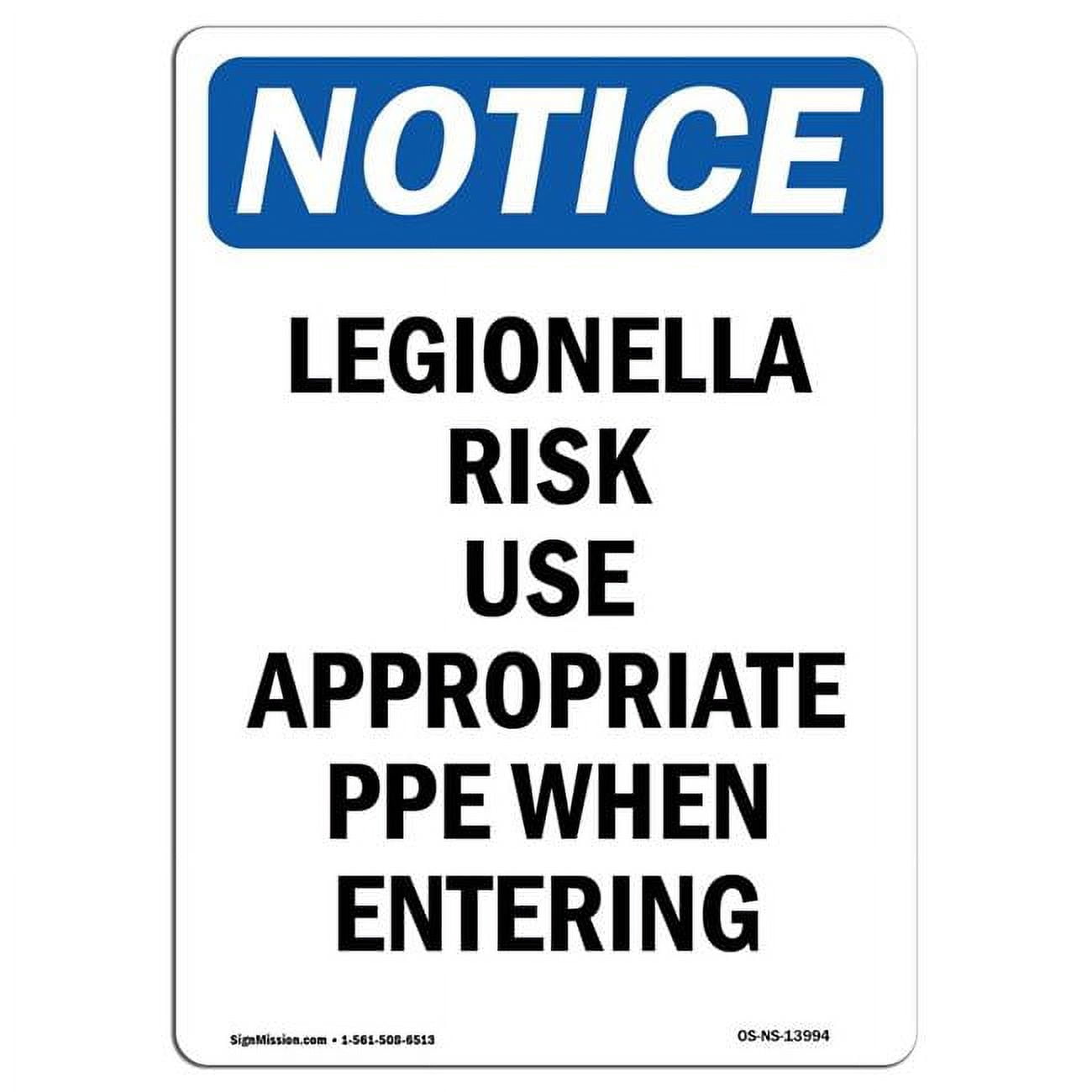 12 x 18 in. OSHA Notice Sign - Legionella Risk Use Appropriate ...