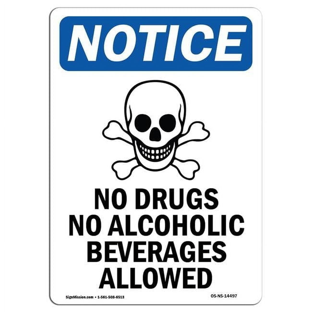 12 x 18 in. OSHA Notice Sign - No Drugs No Alcoholic - Walmart.com