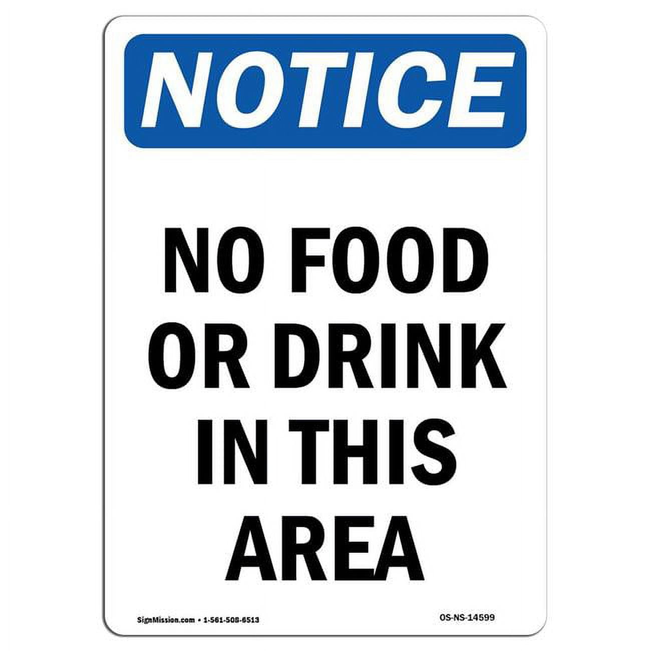 12 x 18 in. OSHA Notice Sign - No Food or Drink in This Area - Walmart.com