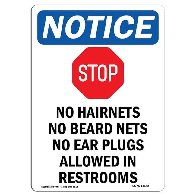 12 x 18 in. OSHA Notice Sign - No Hairnets No Beard - Walmart.com