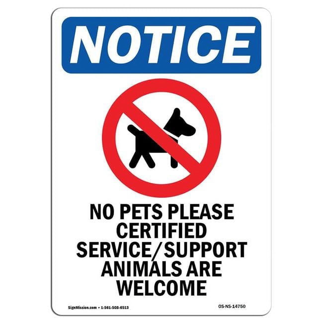 12 x 18 in. OSHA Notice Sign - No Pets Please Certified - Walmart.com